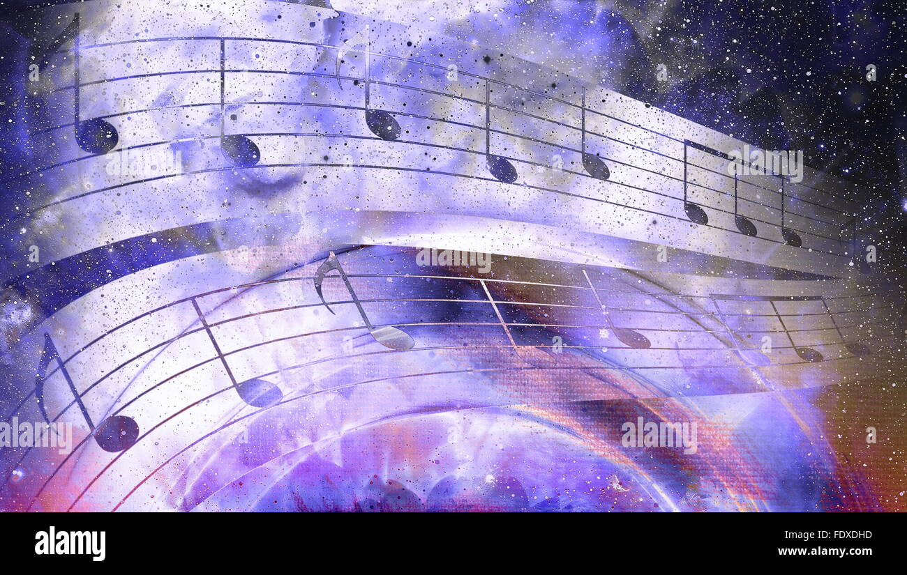 Illustration of grunge retro musical background with notes Stock Photo ...