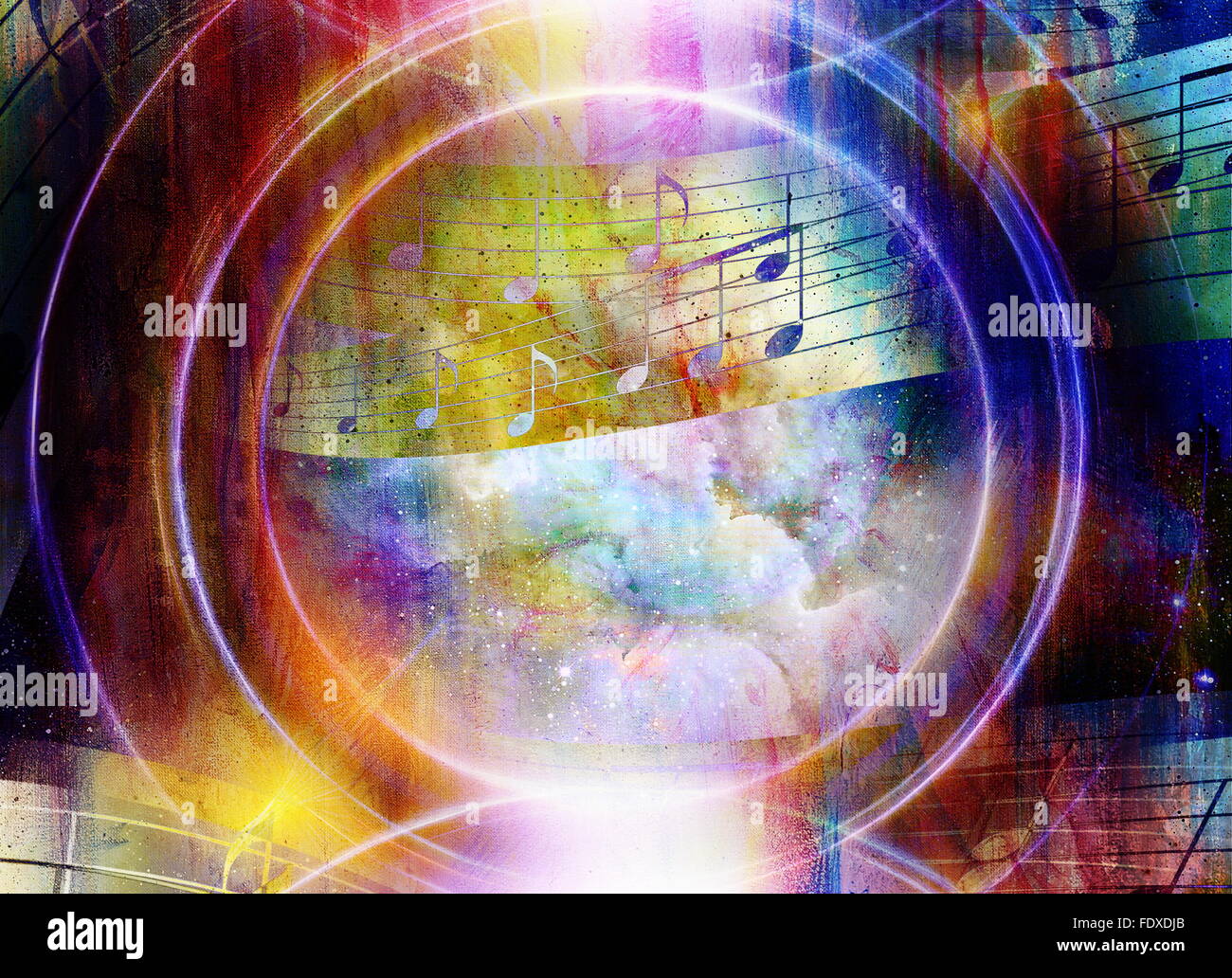 music note and abstrtact color background. spots background Stock Photo ...