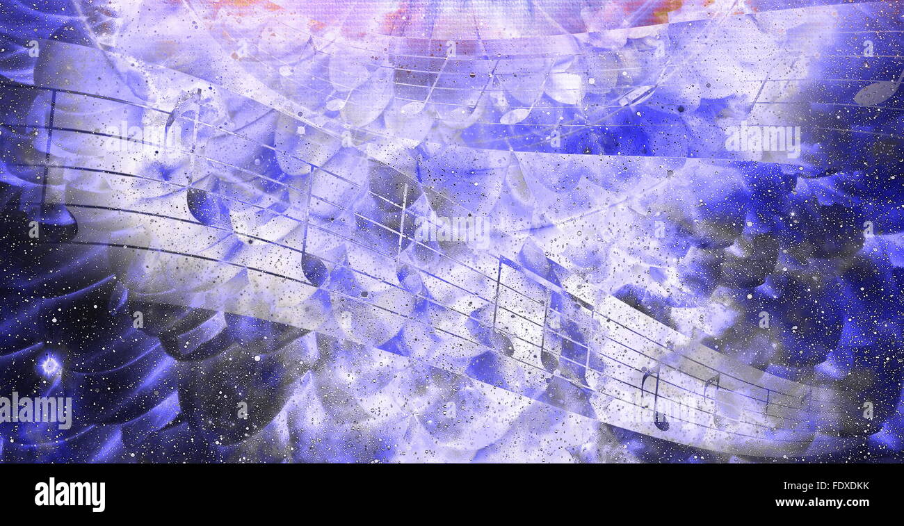 Illustration of grunge retro musical background with notes Stock Photo ...