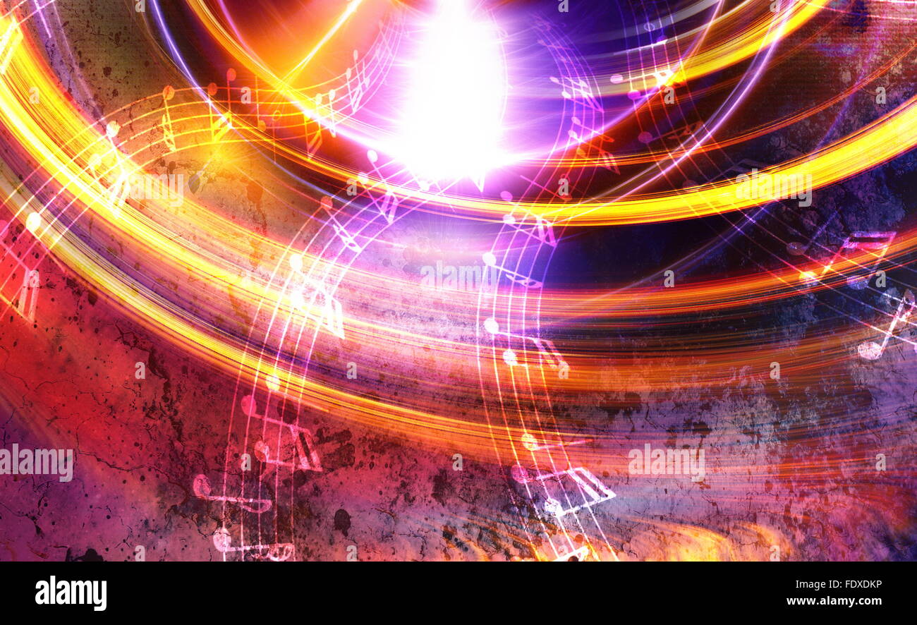 music note and Space with stars. abstract color background. Music ...