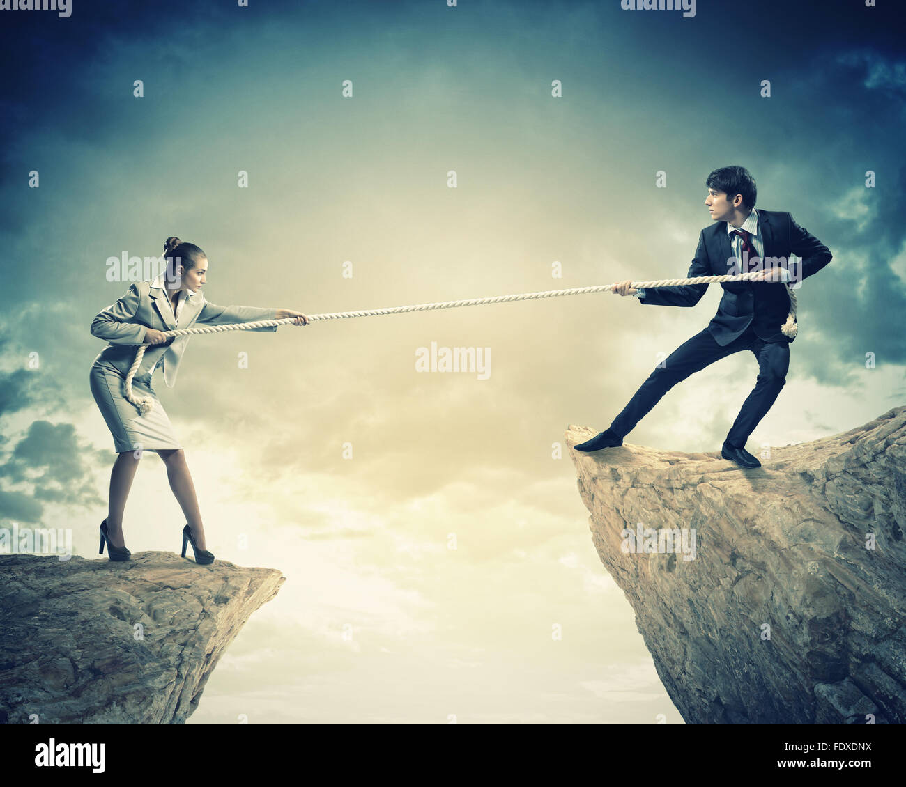 Confrontation between two business people. Abstract collage Stock Photo ...