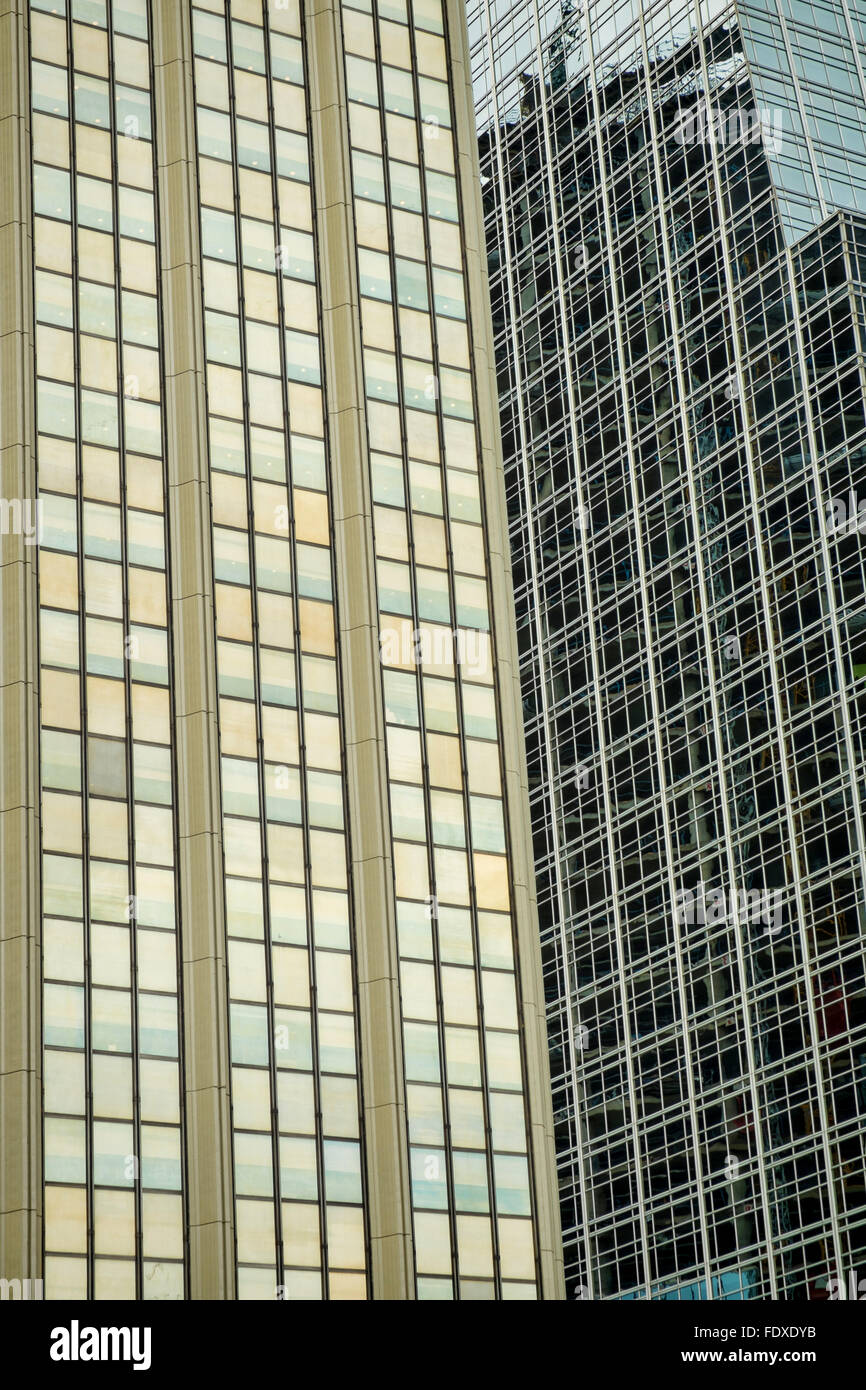 Full frame take of two mirrored corporate high rise buildings Stock ...
