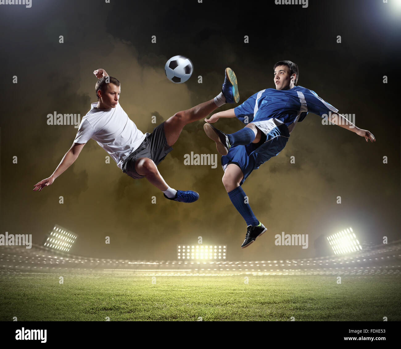Image of two football players at stadium Stock Photo - Alamy