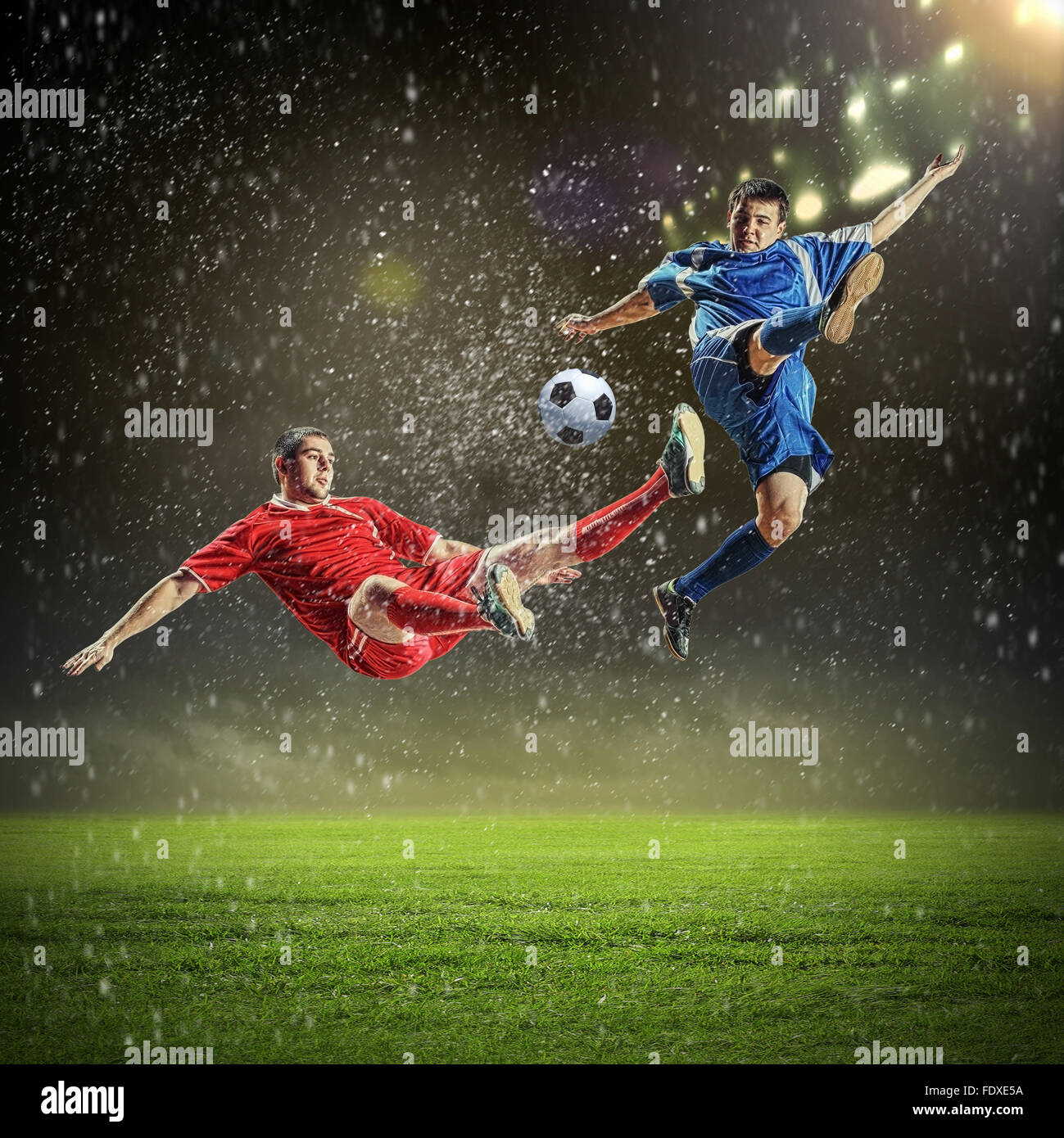 Image of two football players at stadium Stock Photo - Alamy