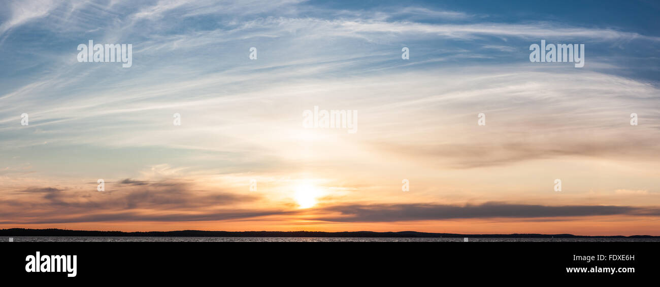 Calm sunset and clouds over lake Stock Photo - Alamy