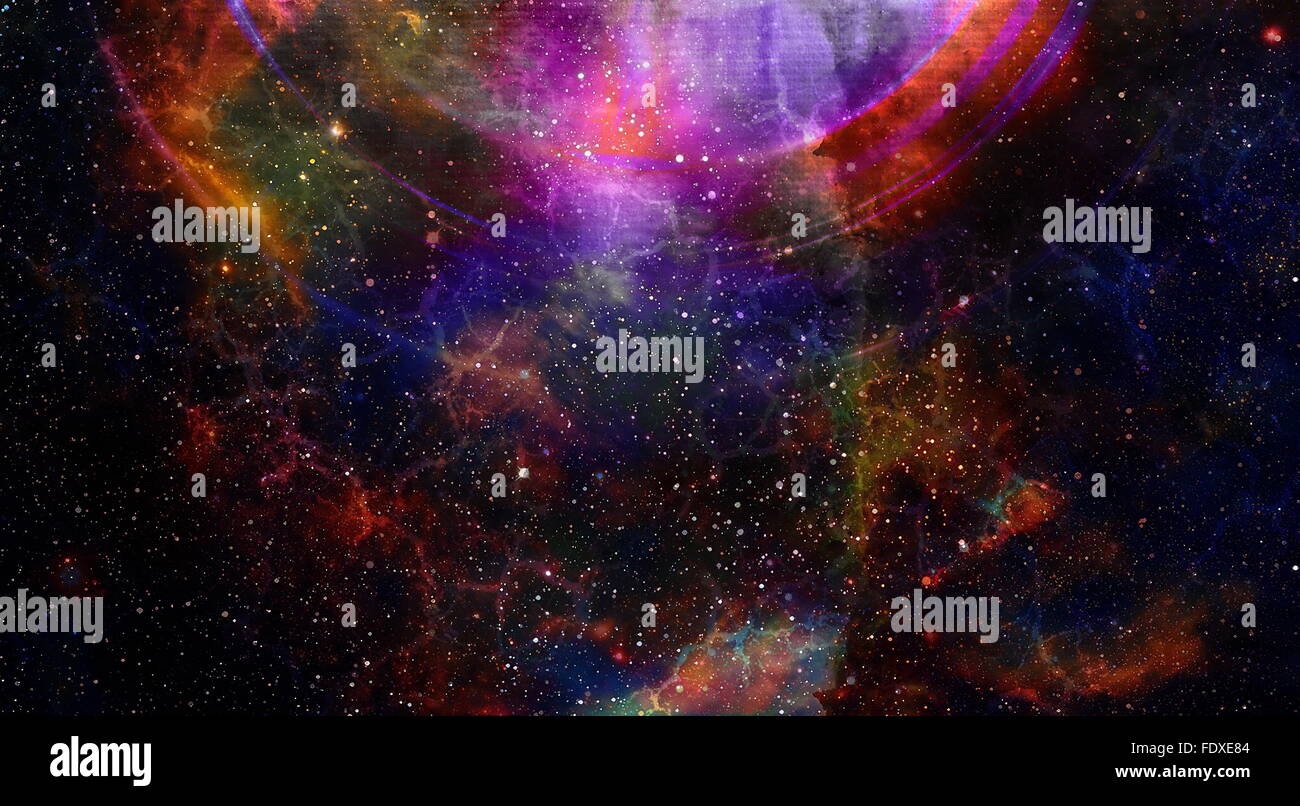 Cosmic space and stars with light circle, color cosmic abstract ...