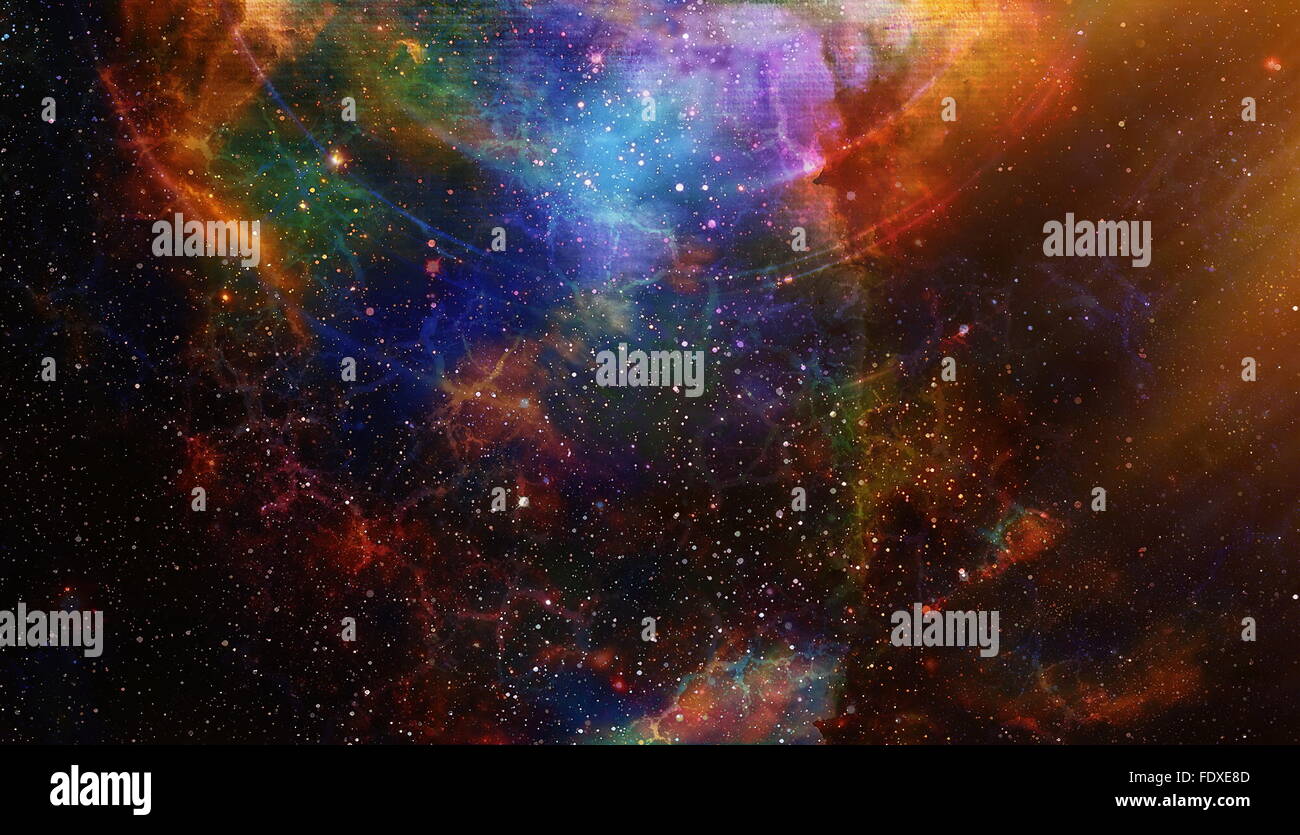 Cosmic space and stars with light circle, color cosmic abstract ...