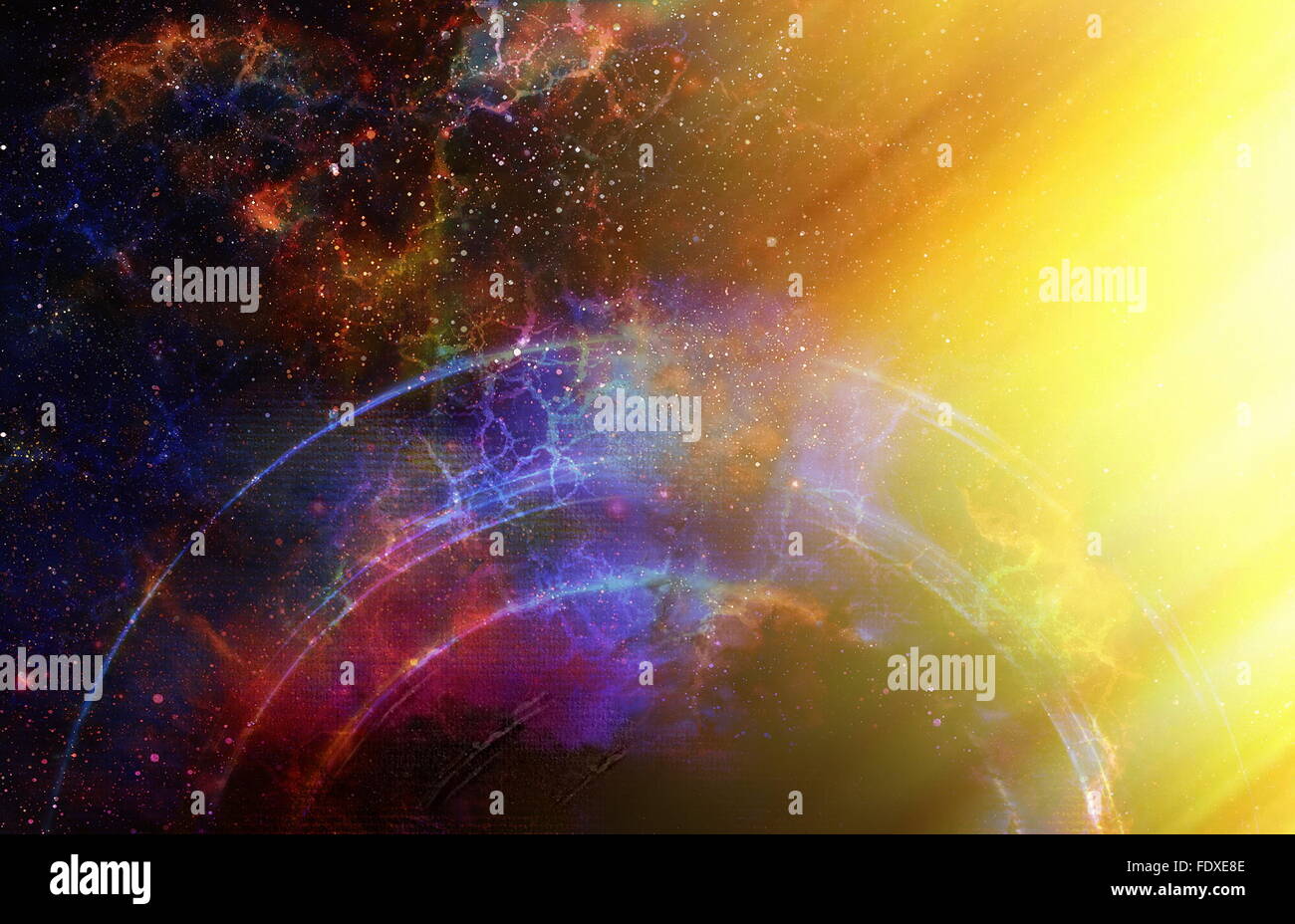 Cosmic space and stars with light circle, color cosmic abstract ...