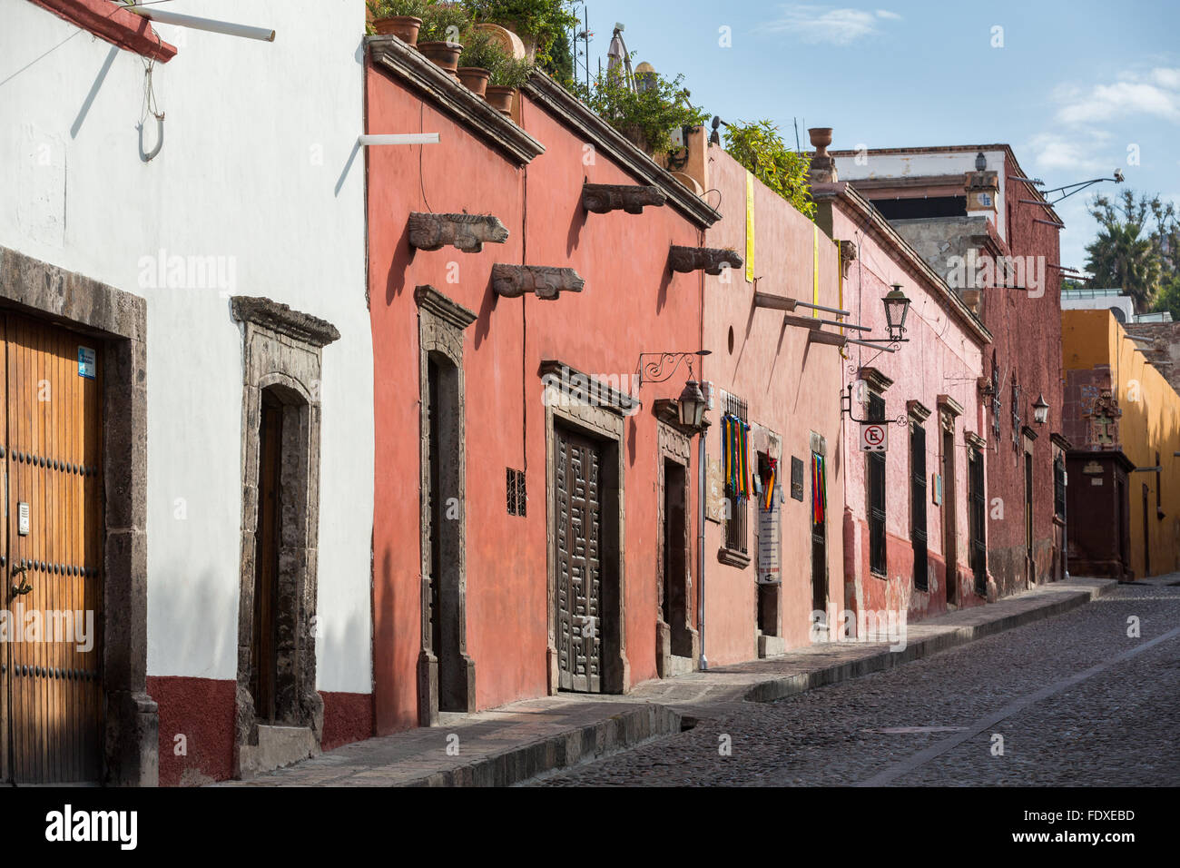 Spanish colonial adobe buildings in the historic center of San Miguel ...