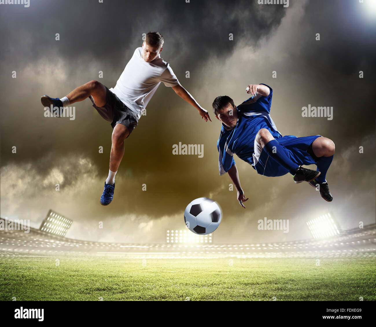 Image of two football players at stadium Stock Photo - Alamy