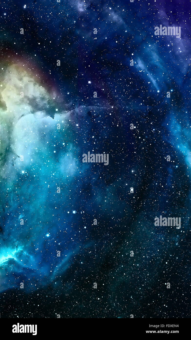 Nebula, Cosmic space and stars, blue cosmic abstract background Stock ...