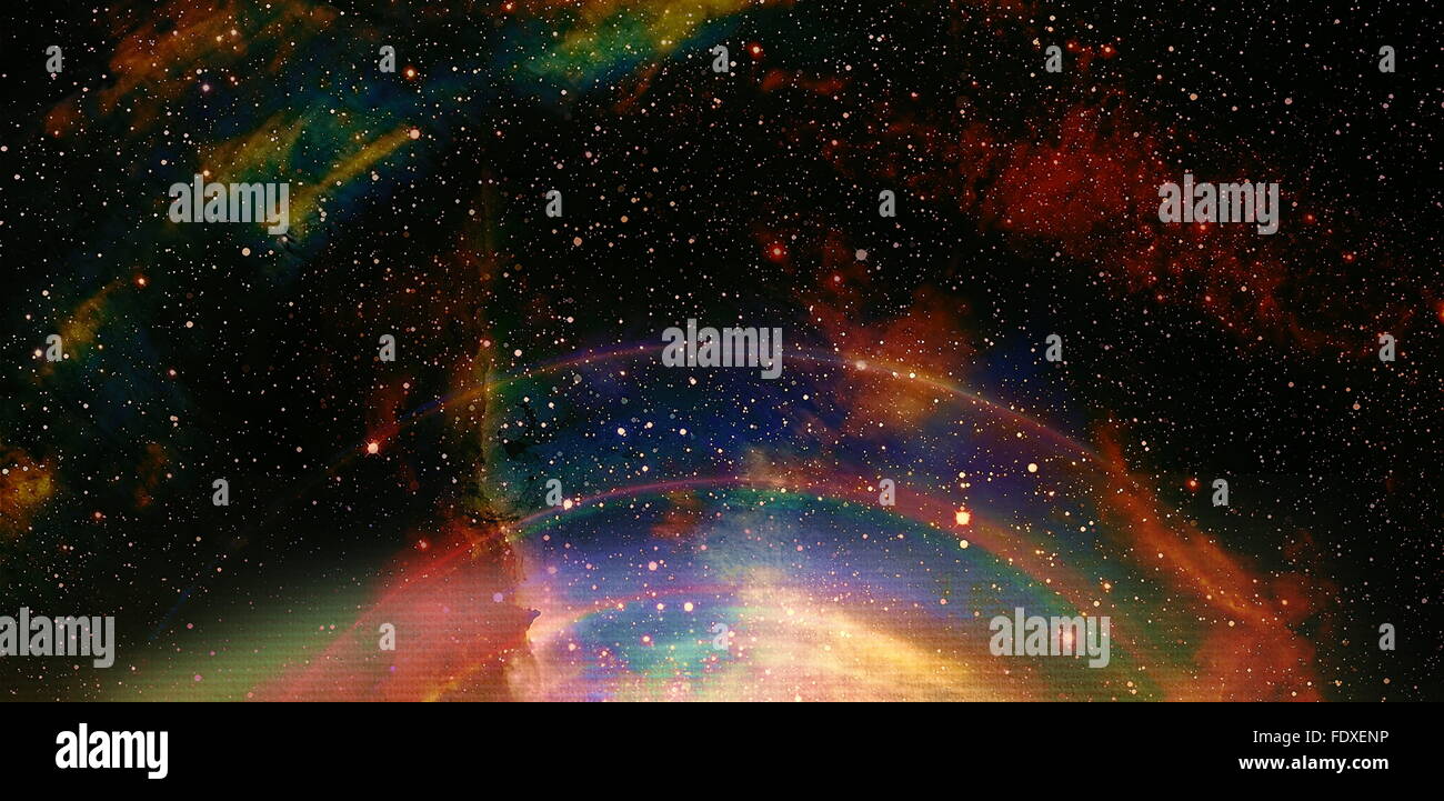 Cosmic space and stars with light circle, color cosmic abstract ...