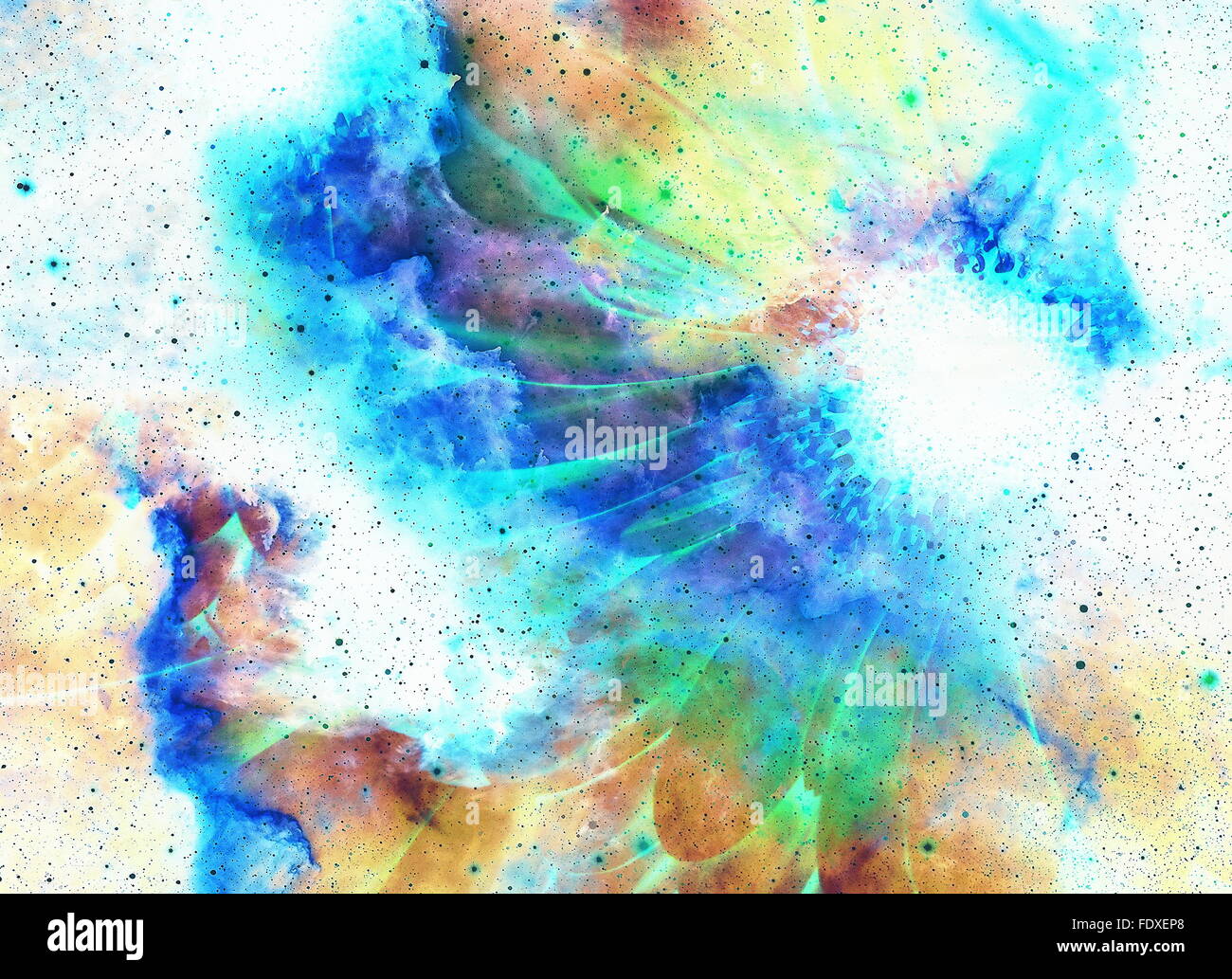 Space and stars with flower, color galaxi background, computer collage ...