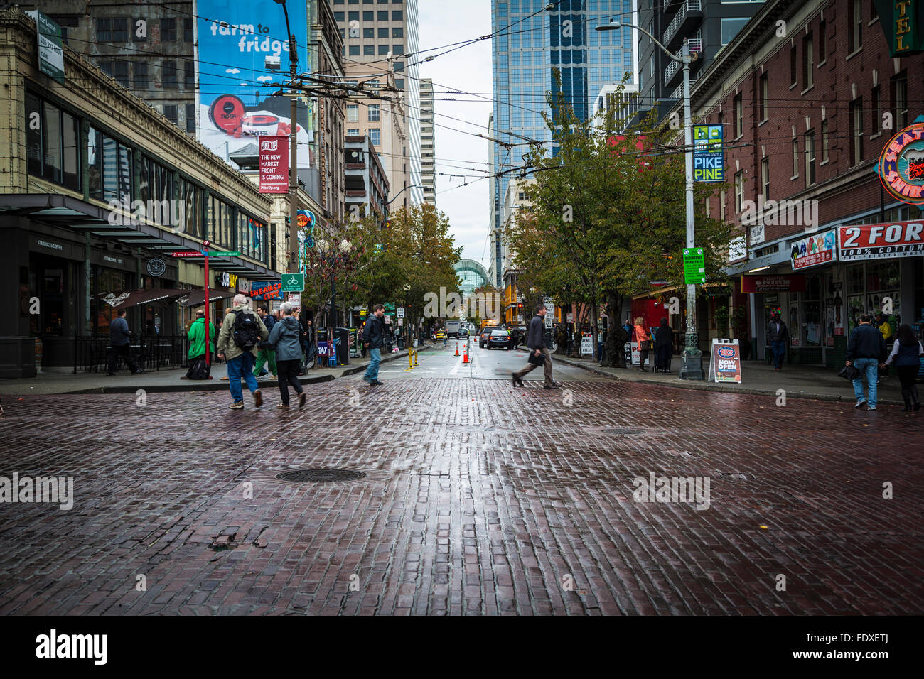 Seattle street scene from the Public Market, Washington state Stock ...