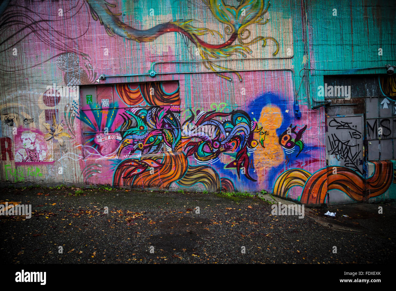 Colorful street art in the streets of Seattle, Washington State Stock ...