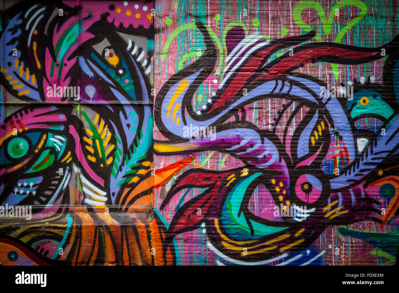 Colorful street art in the streets of Seattle, Washington State Stock ...
