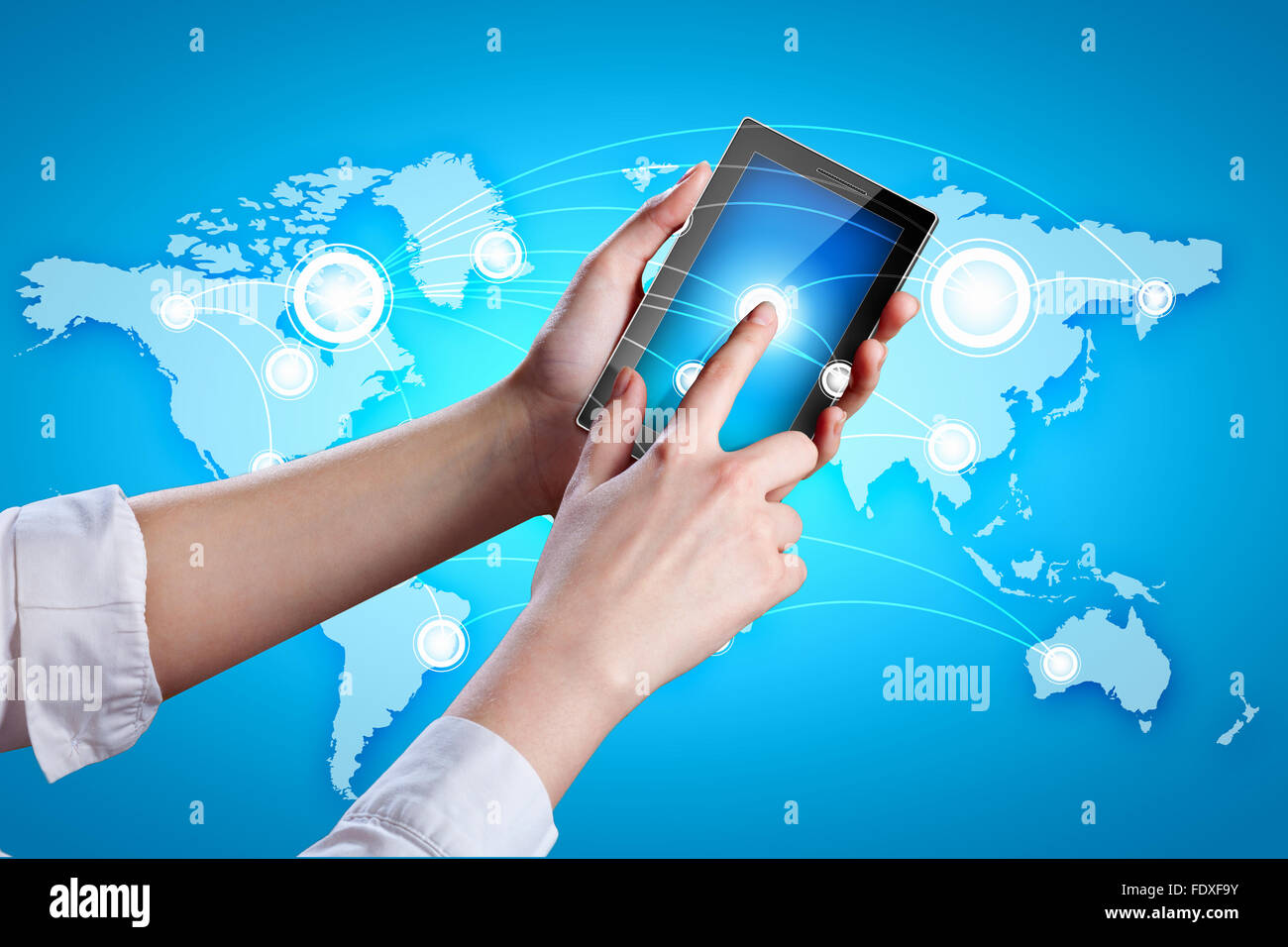 Closeup image of human hands holding ipad Stock Photo - Alamy