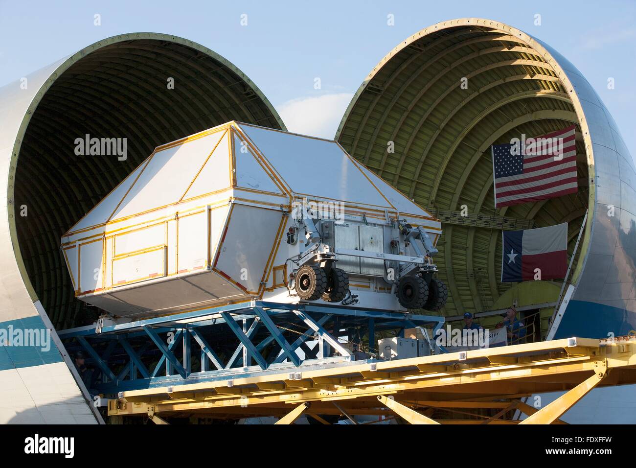 The Orion Multi-Purpose Crew capsule project EM-1 is offloaded from the ...