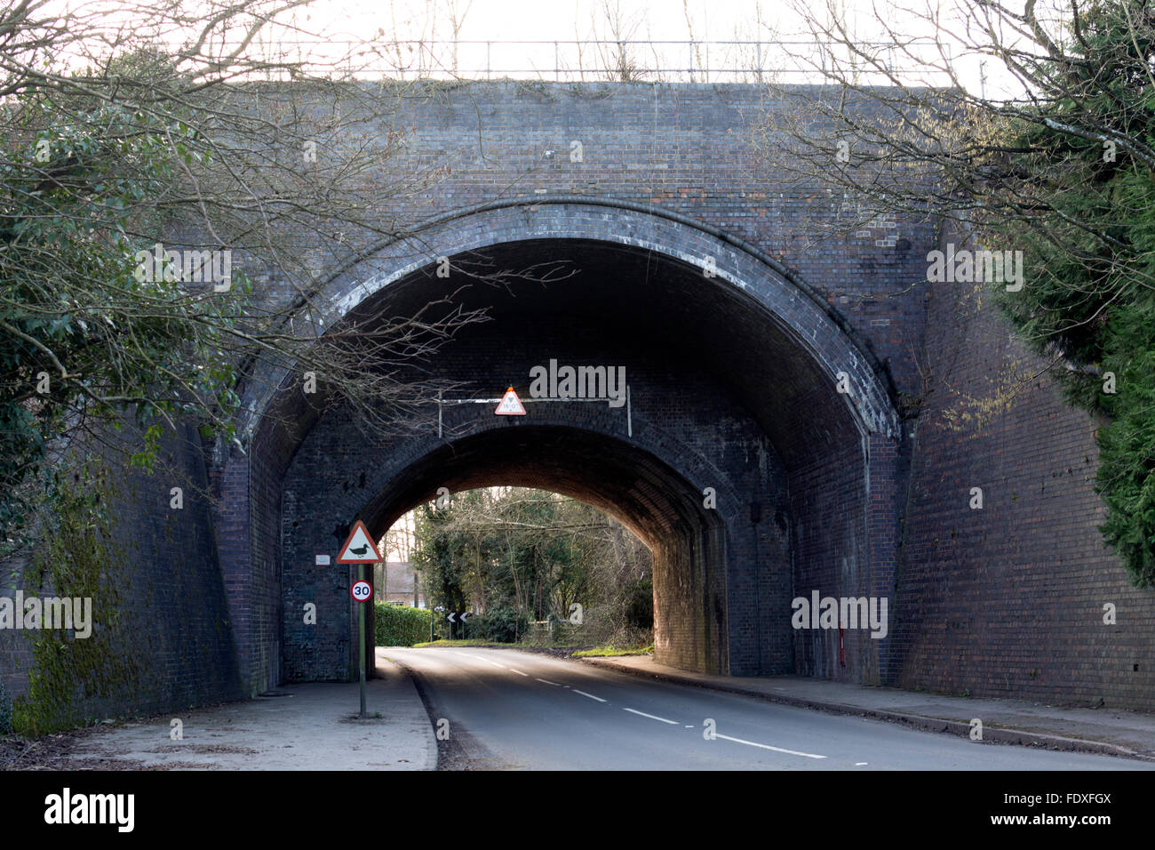 Double height railway bridge at Darley Green, near Lapworth ...
