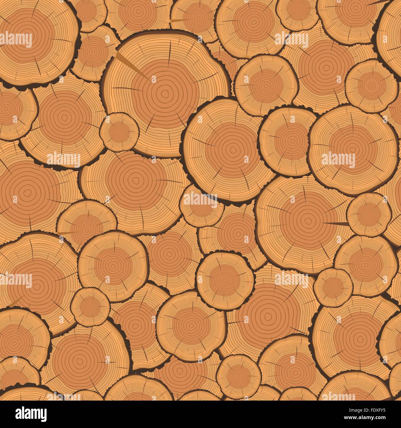 Vector seamless pattern of tree rings and saw cut tree trunk Stock ...