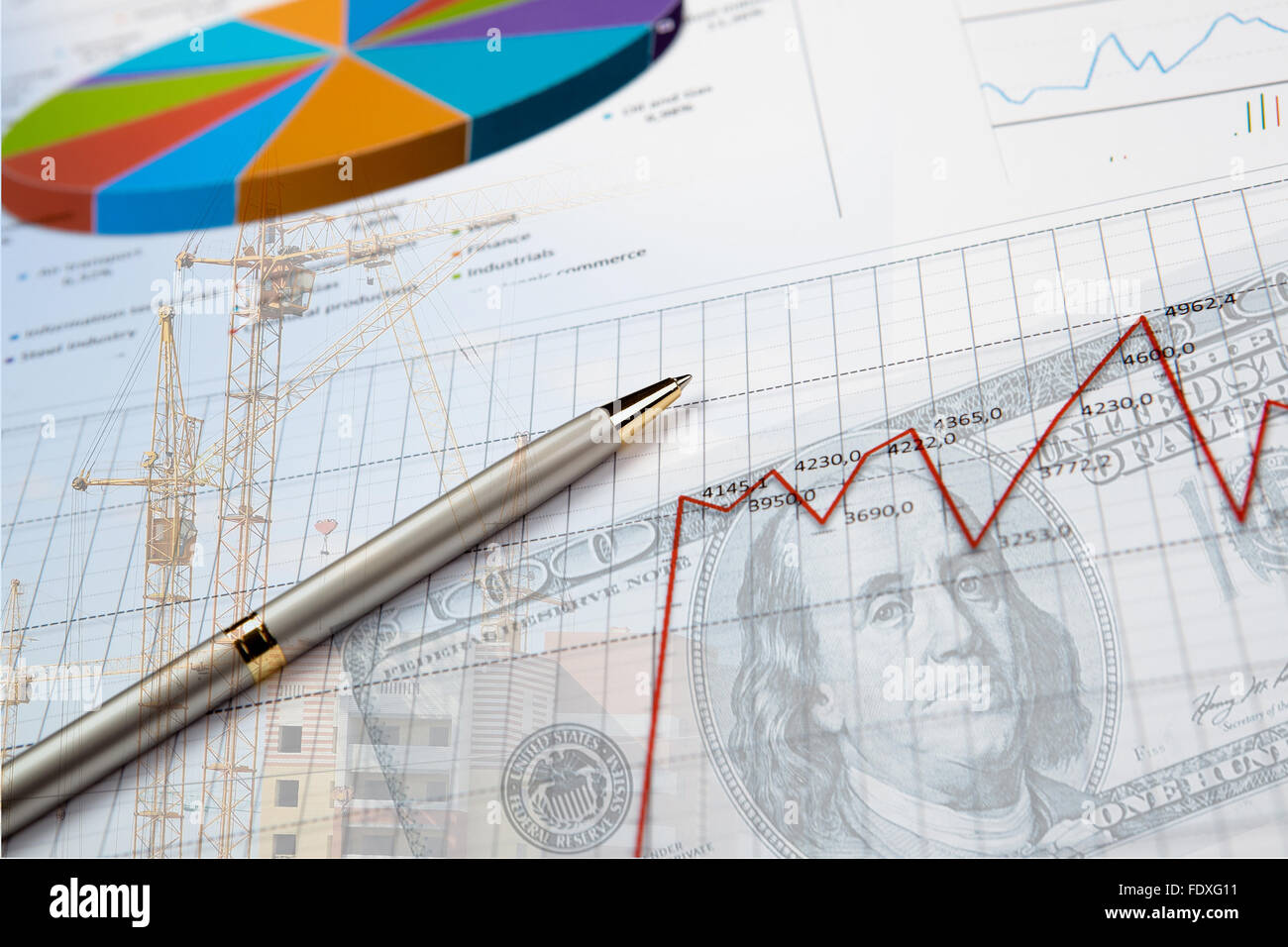Collage of financial and business charts and graphs Stock Photo - Alamy