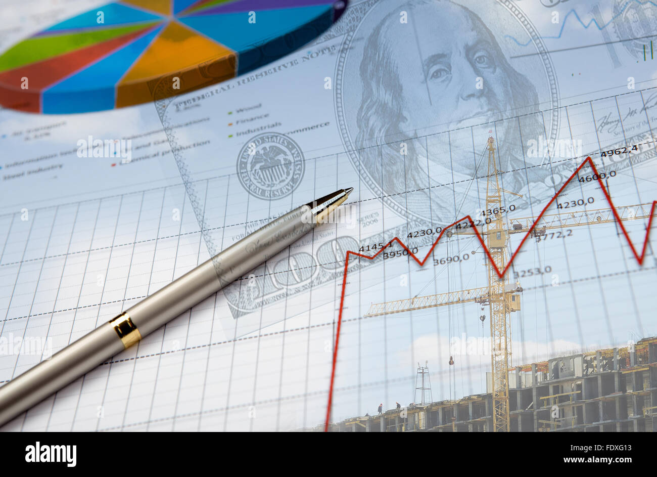 Collage of financial and business charts and graphs Stock Photo - Alamy