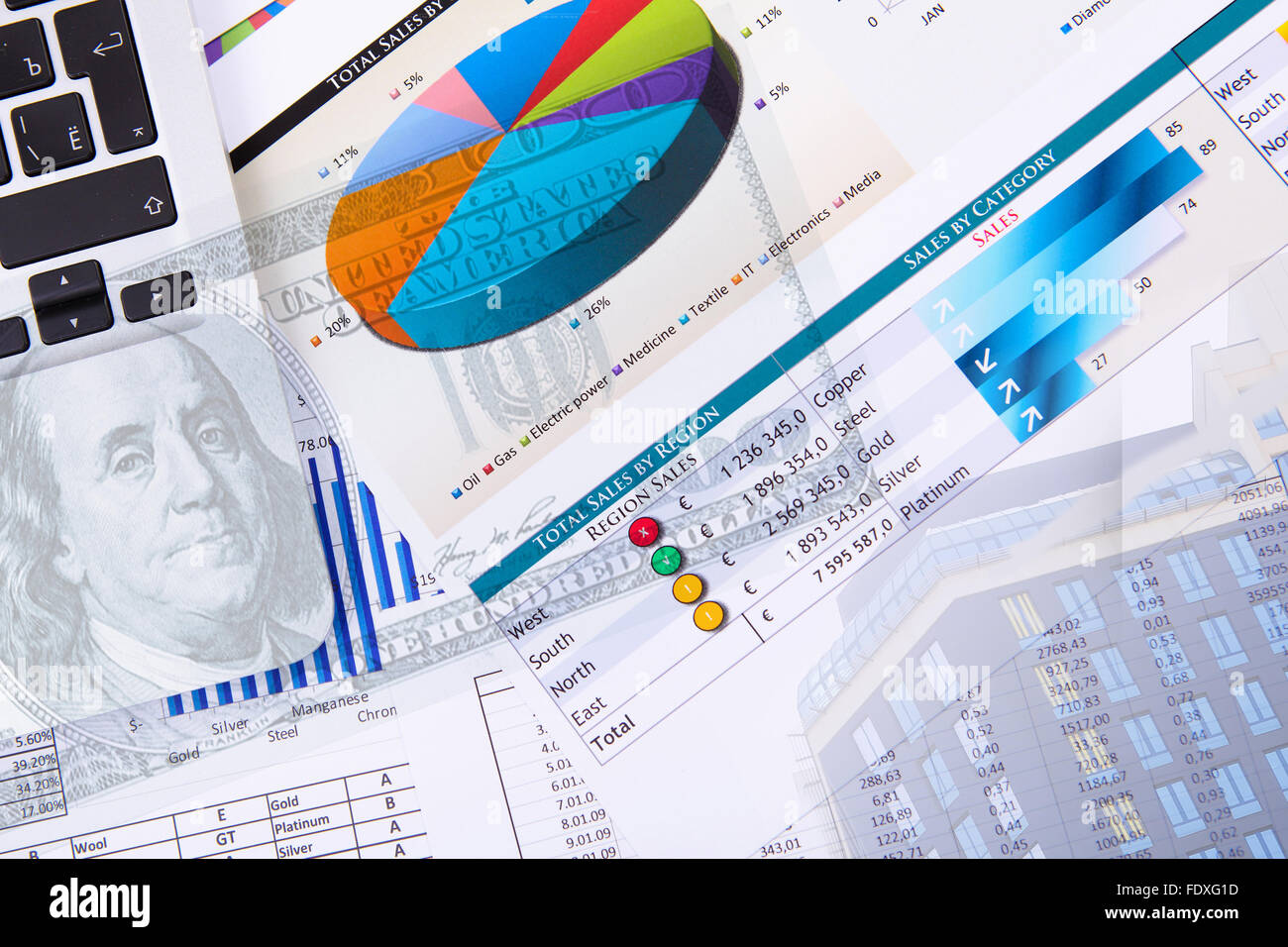 Collage of financial and business charts and graphs Stock Photo - Alamy