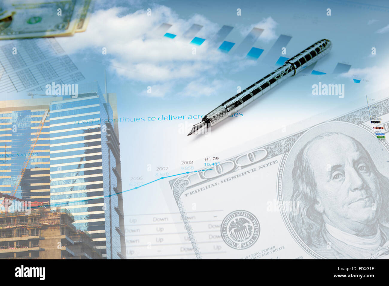 Collage of financial and business charts and graphs Stock Photo - Alamy