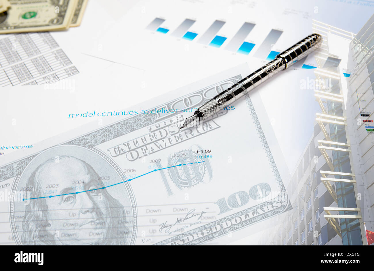 Collage of financial and business charts and graphs Stock Photo - Alamy