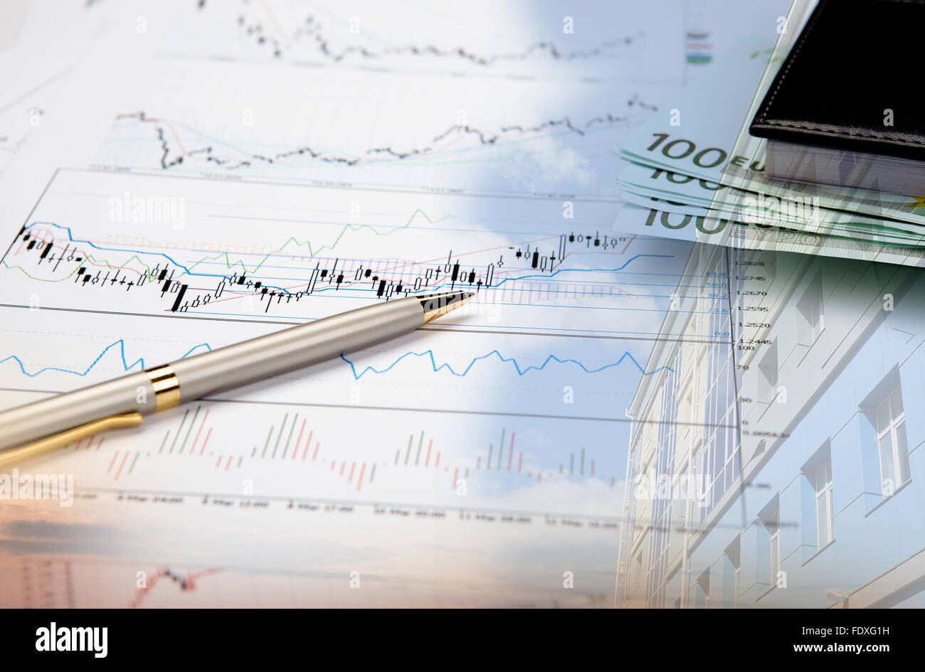 Collage of financial and business charts and graphs Stock Photo - Alamy