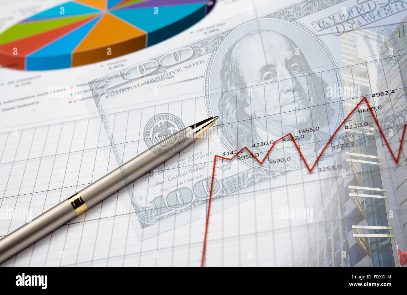 Collage of financial and business charts and graphs Stock Photo - Alamy
