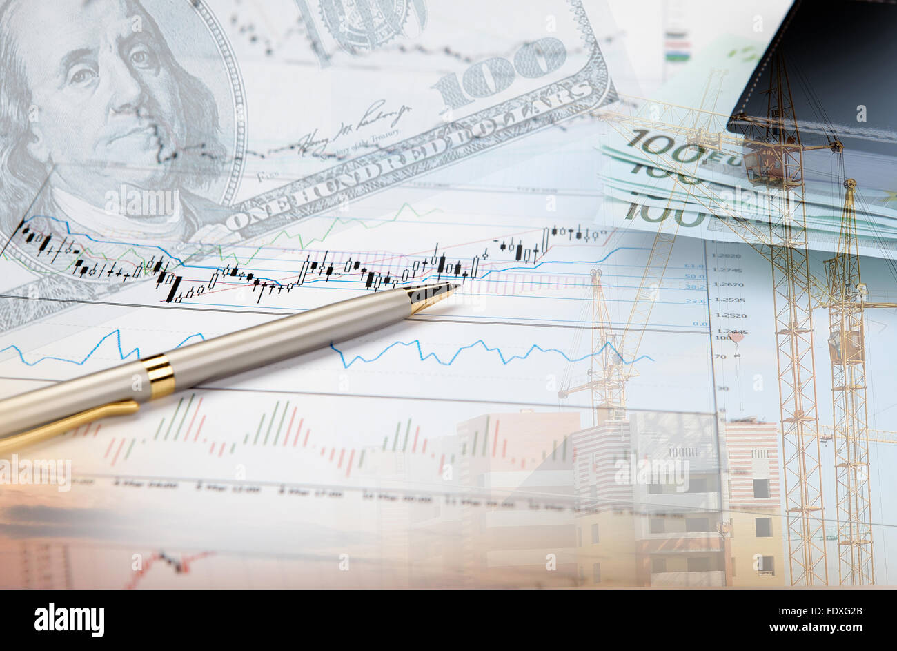 Collage of financial and business charts and graphs Stock Photo - Alamy