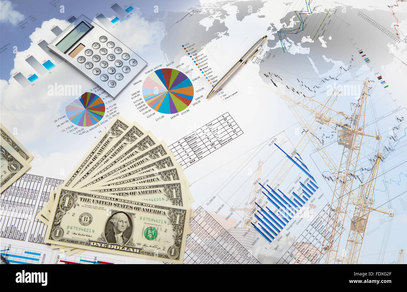 Collage of financial and business charts and graphs Stock Photo - Alamy
