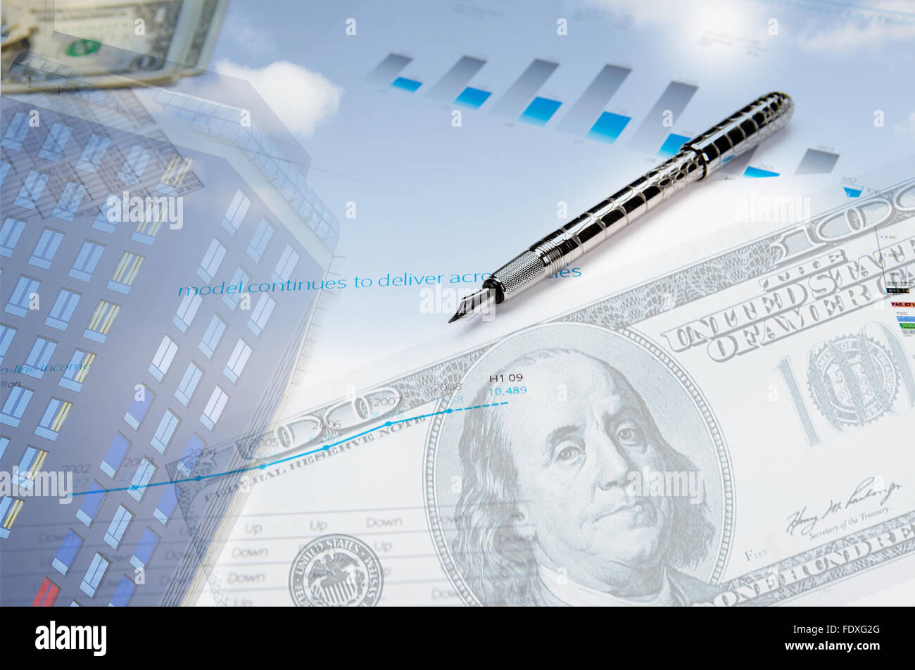 Collage of financial and business charts and graphs Stock Photo - Alamy