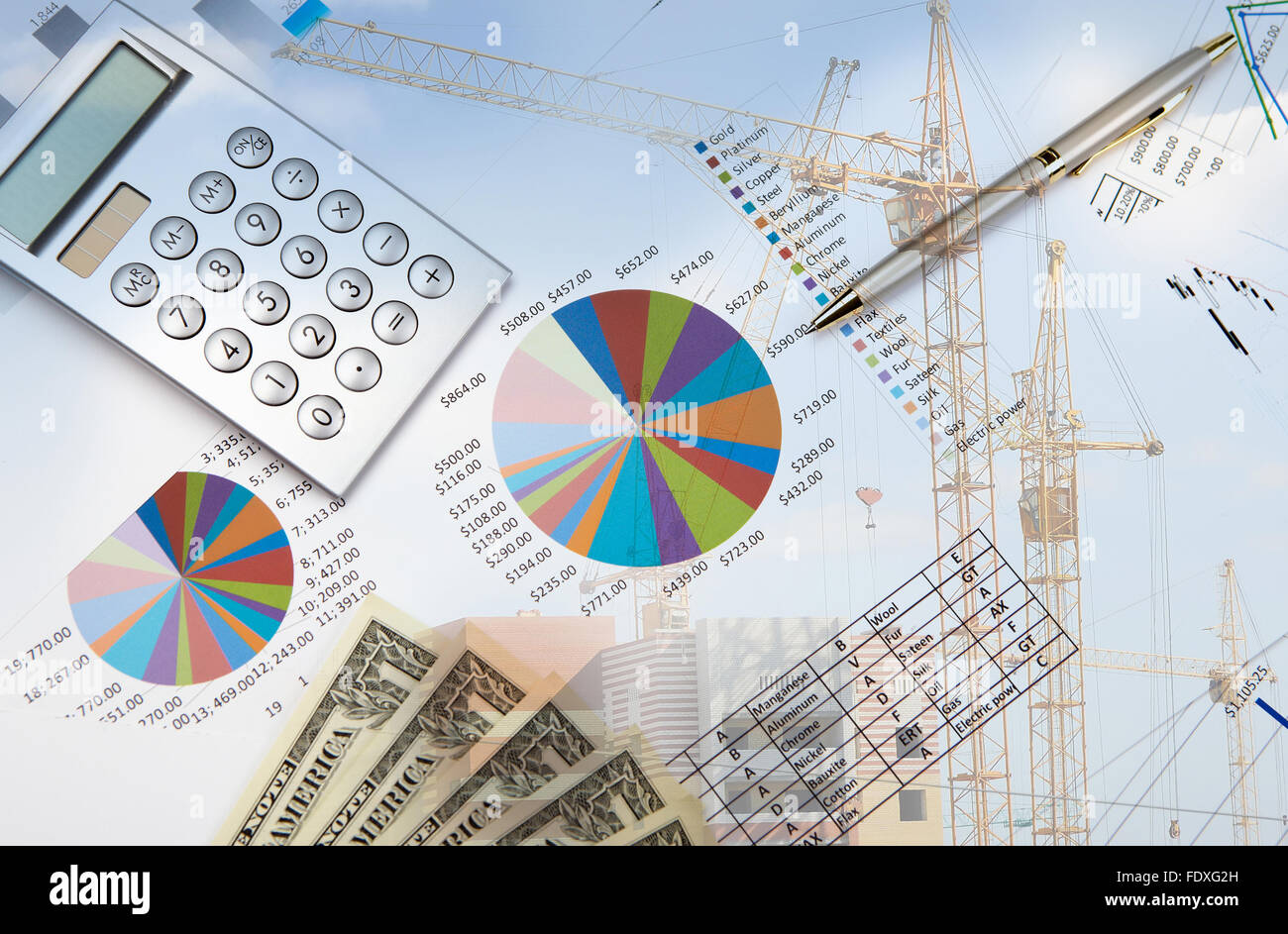 Collage of financial and business charts and graphs Stock Photo - Alamy