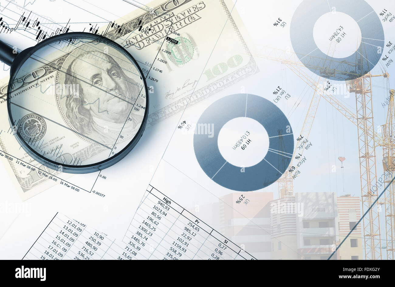 Collage of financial and business charts and graphs Stock Photo - Alamy