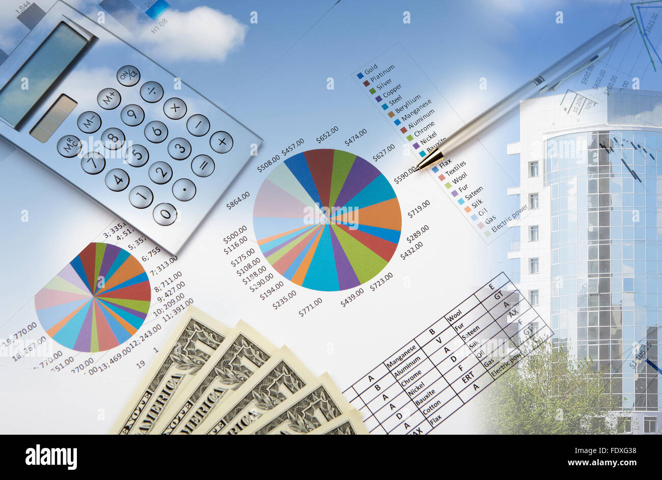 Collage of financial and business charts and graphs Stock Photo - Alamy