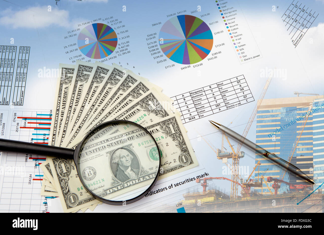 Collage of financial and business charts and graphs Stock Photo - Alamy