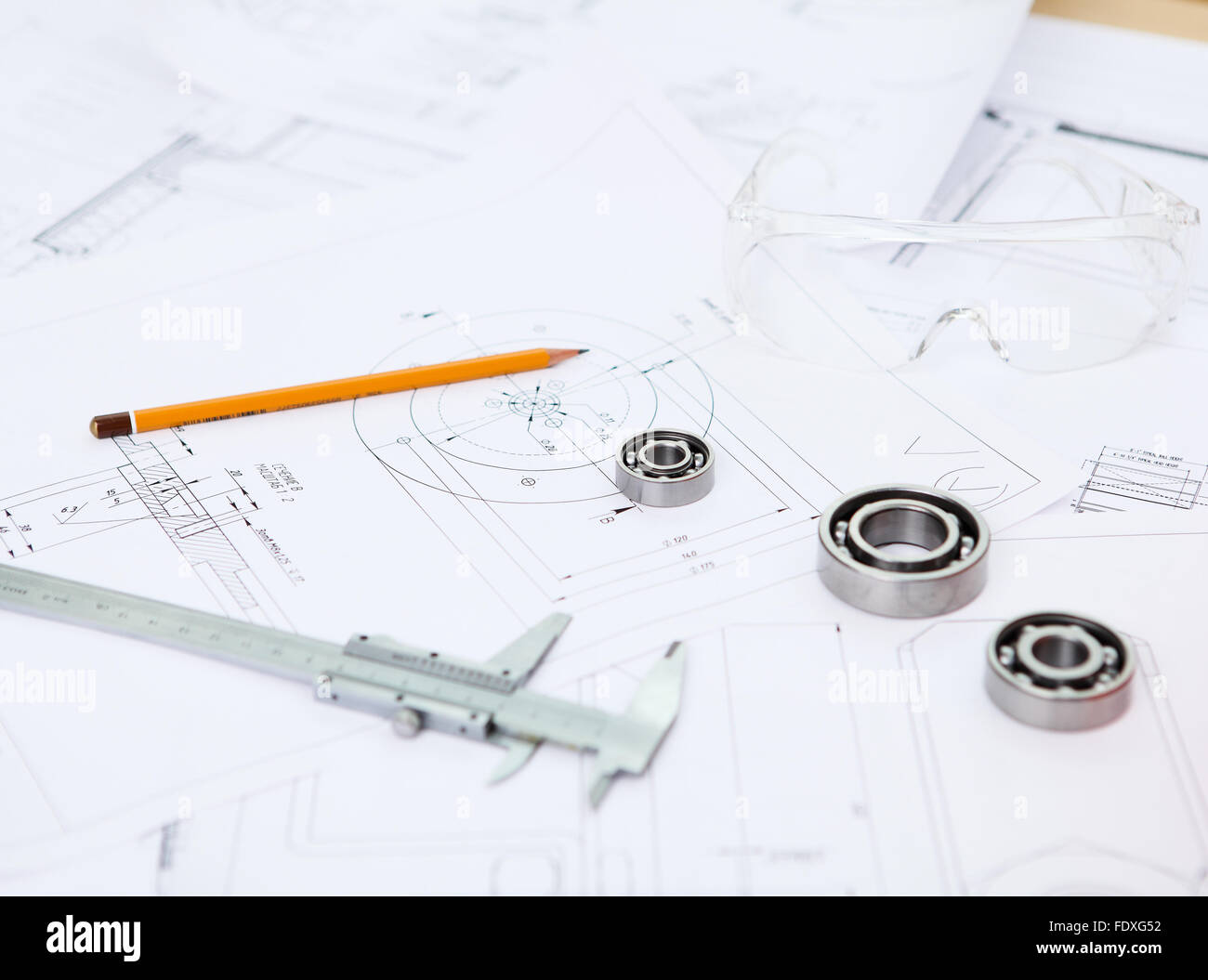 construction drafts and tools on the table Stock Photo - Alamy