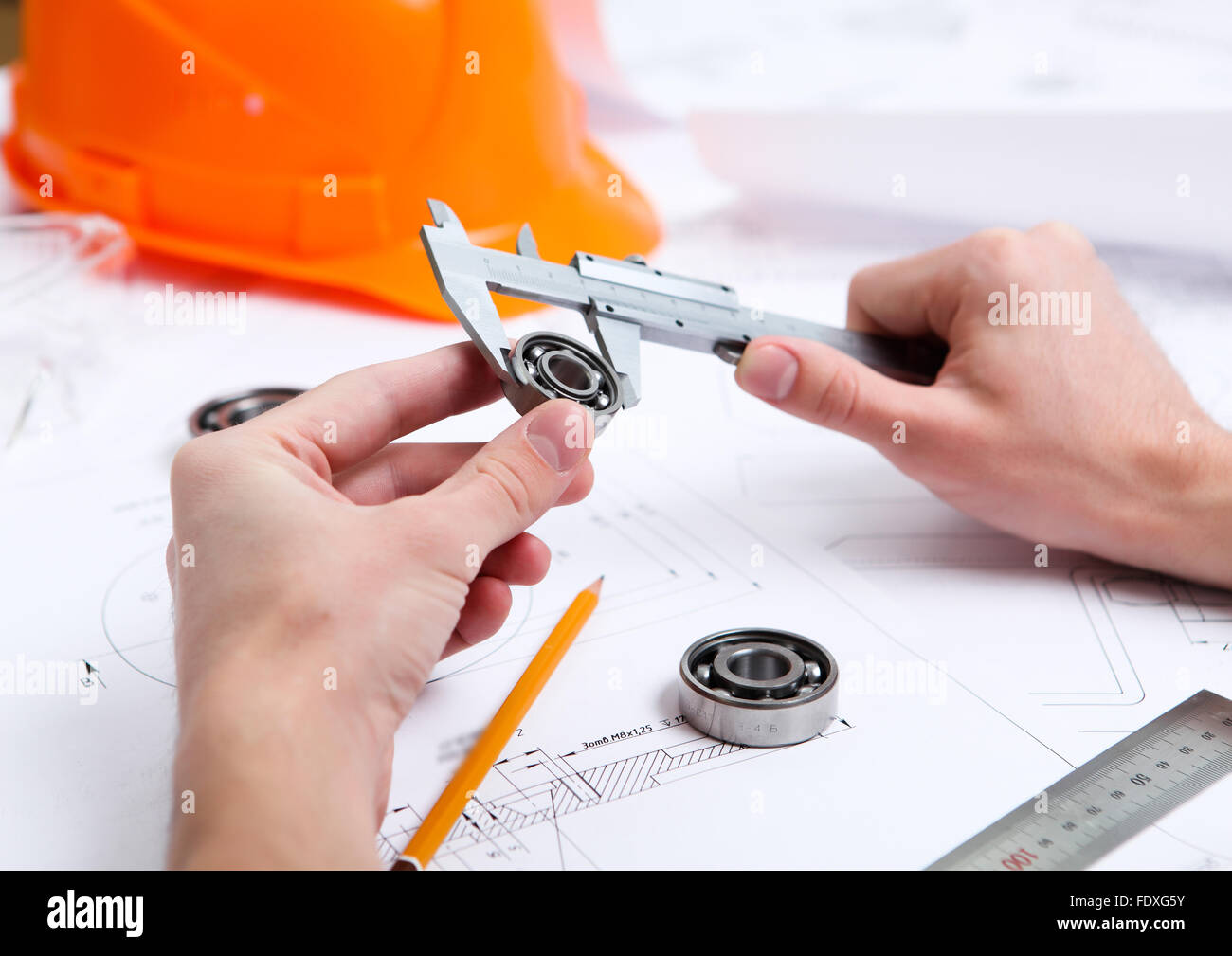 construction drafts and tools on the table Stock Photo - Alamy