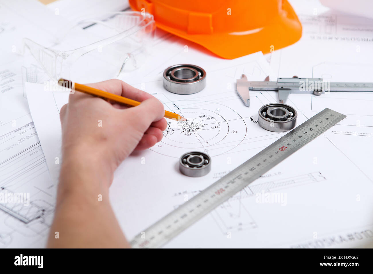 construction drafts and tools on the table Stock Photo - Alamy