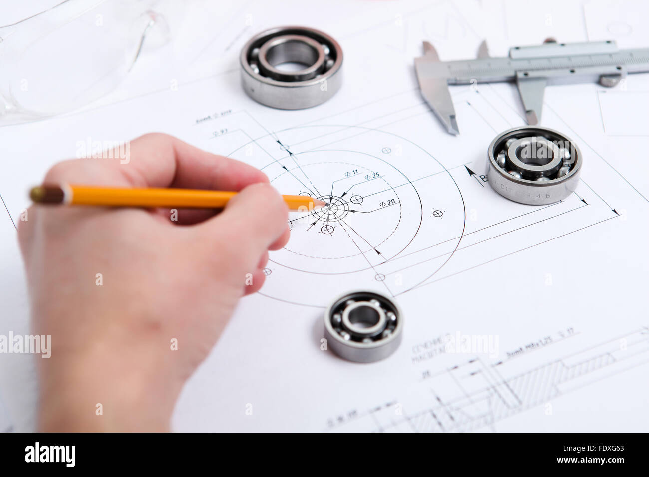 construction drafts and tools on the table Stock Photo - Alamy