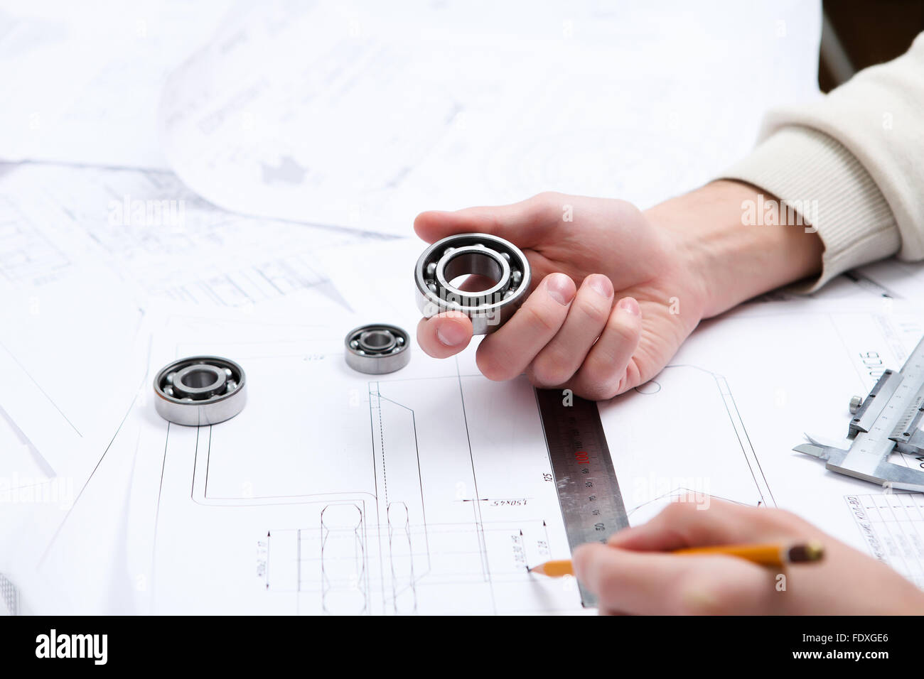 construction drafts and tools on the table Stock Photo - Alamy