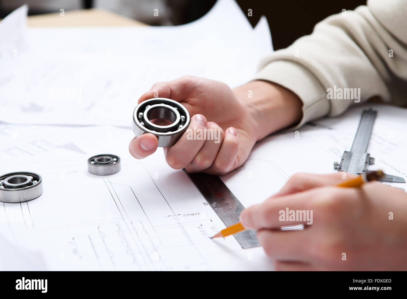 construction drafts and tools on the table Stock Photo - Alamy