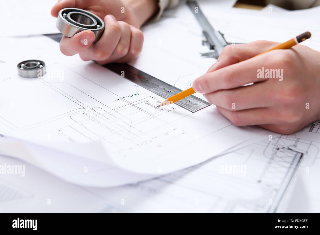 construction drafts and tools on the table Stock Photo - Alamy