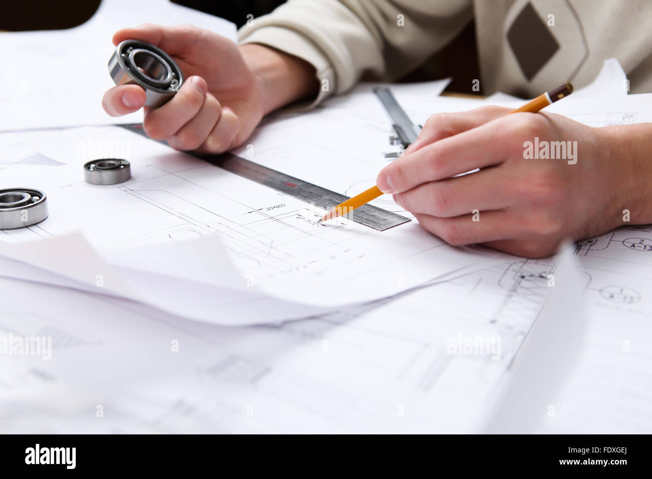 construction drafts and tools on the table Stock Photo - Alamy