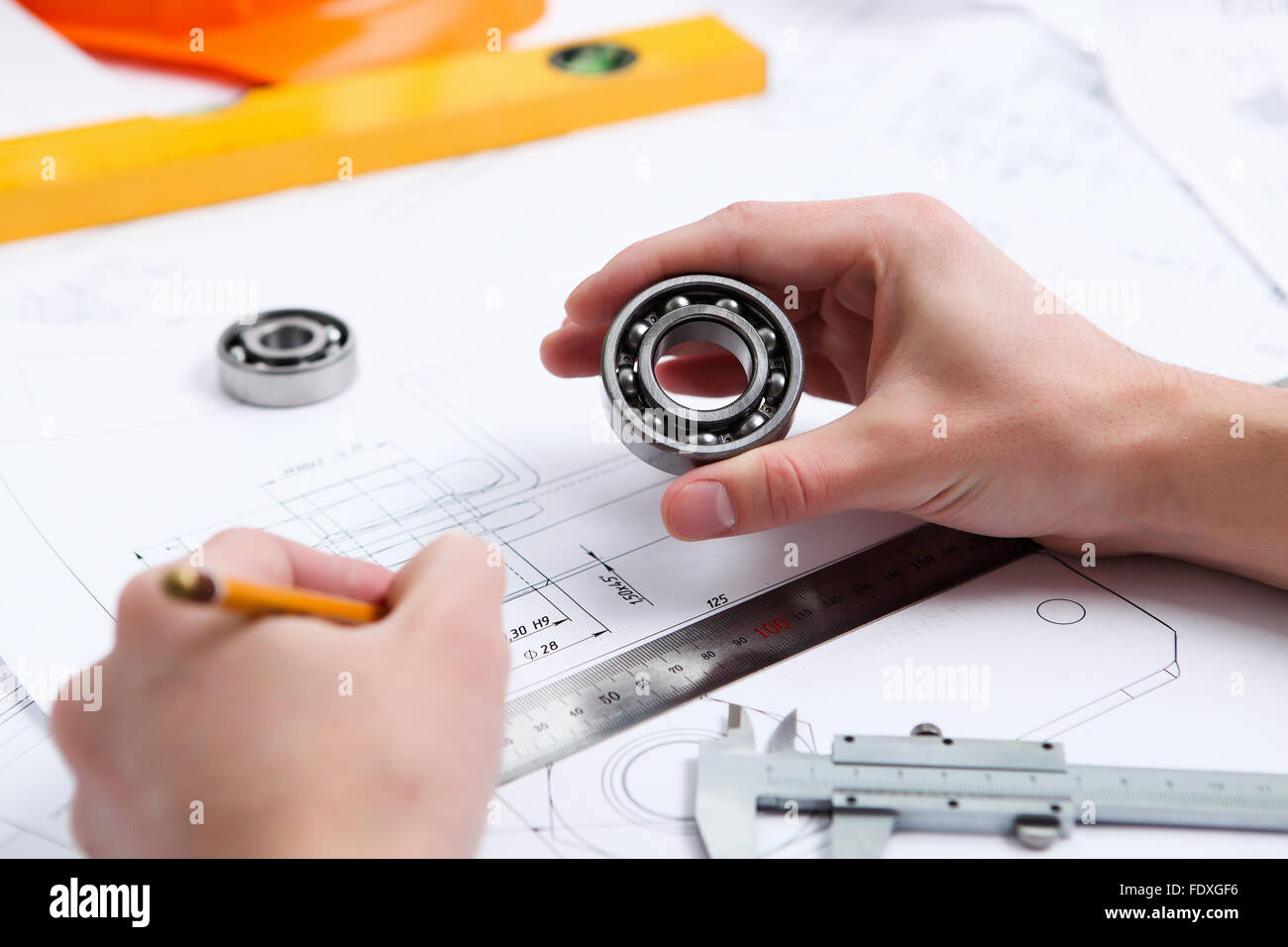 construction drafts and tools on the table Stock Photo - Alamy