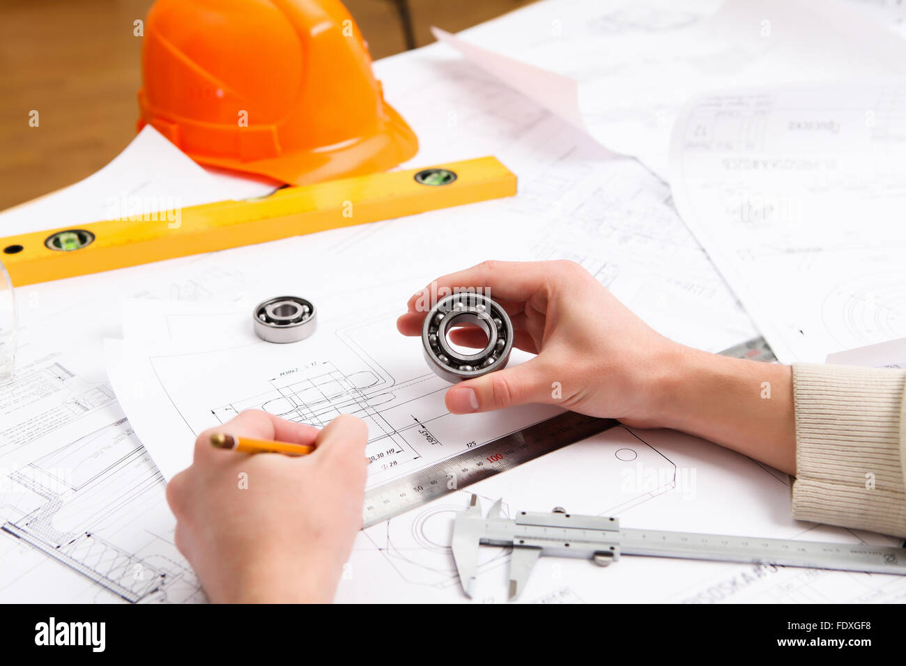 construction drafts and tools on the table Stock Photo - Alamy