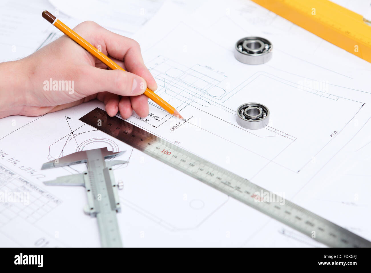 construction drafts and tools on the table Stock Photo - Alamy