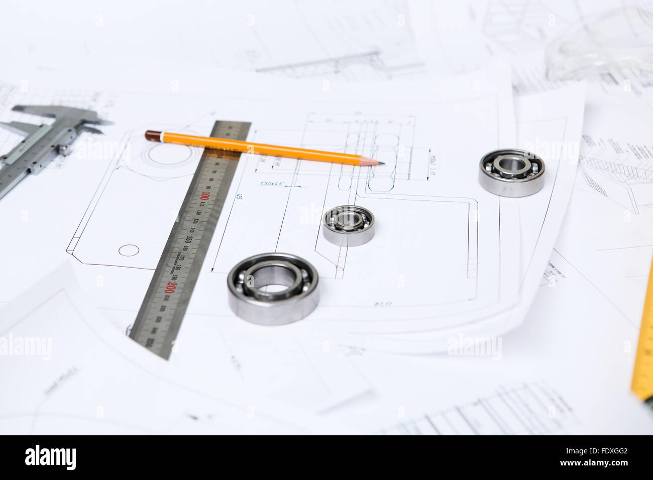 construction drafts and tools on the table Stock Photo - Alamy